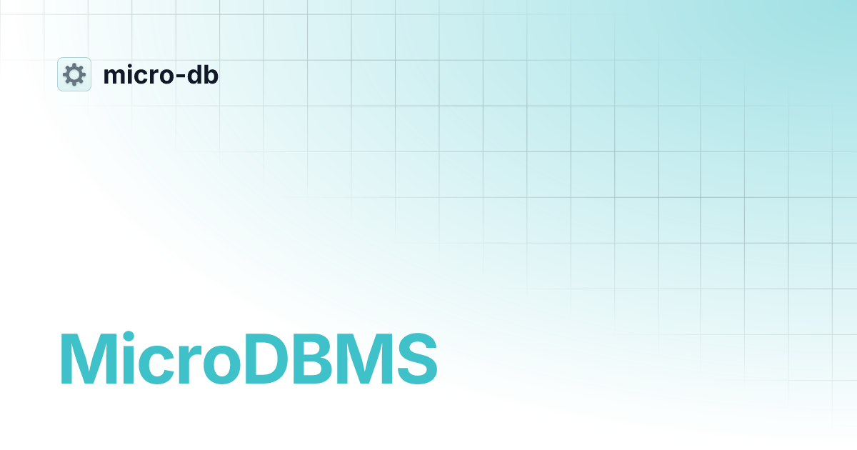 MicroDBMS | micro-db